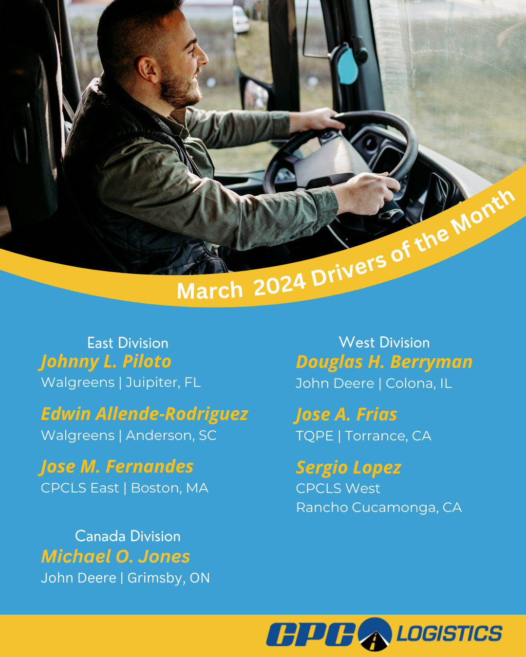 Drivers of the Month: March 2024 - CPC Logistics