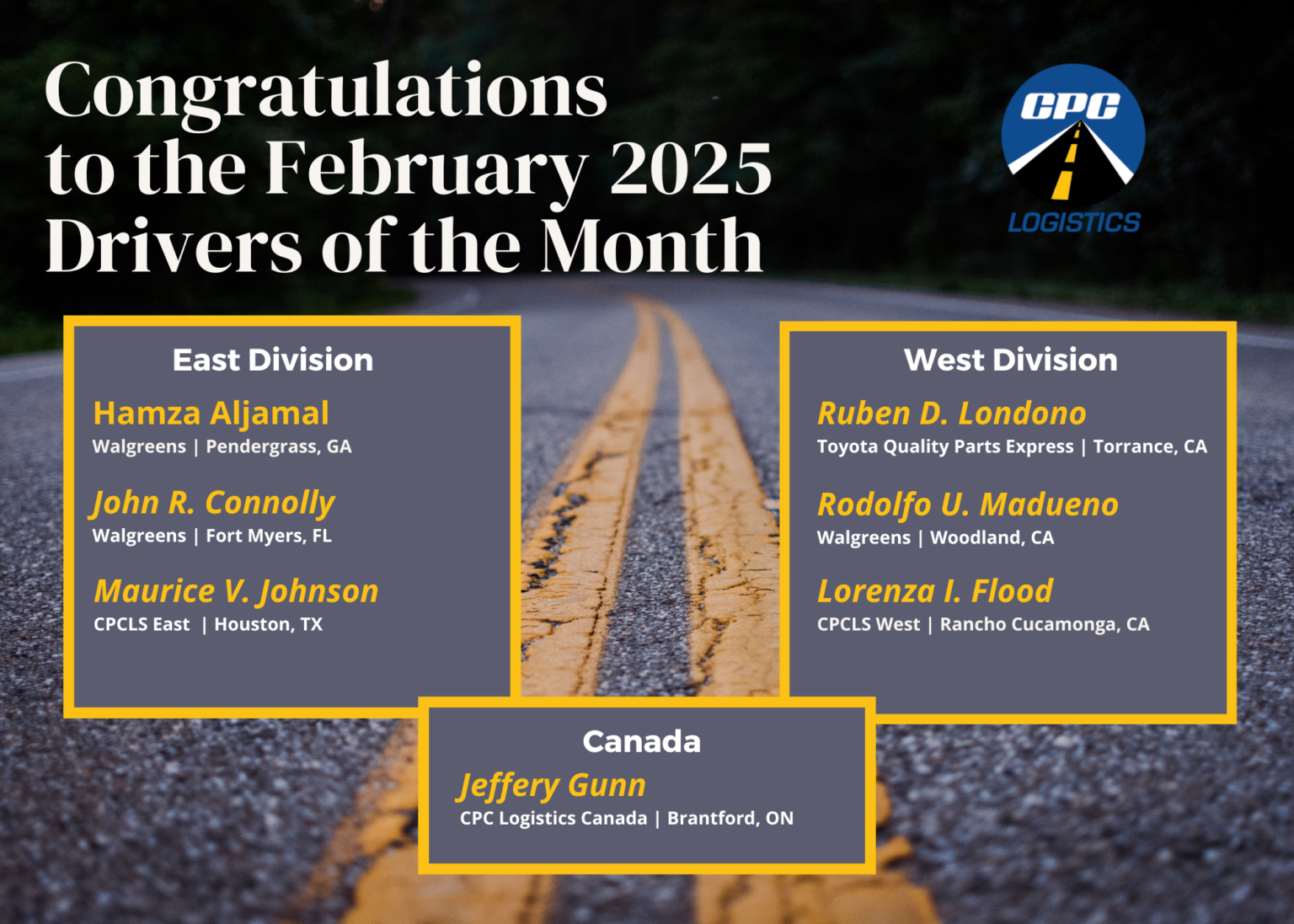 Drivers of the Month: February 2025 - CPC Logistics